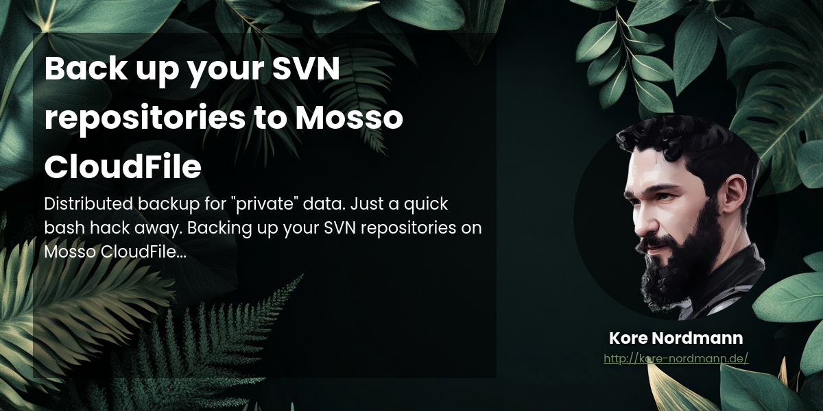 Back up your SVN repositories to Mosso CloudFile
